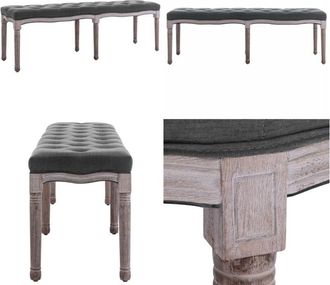 vidaXL Vidaxl - Bank Leinen Massivholz 150x40x48 cm Dunkelgrau - Wohnzimmerbank - Leinensofa - Holzrahmen - Grau Sofa - Bequeme Bank - Home & Living