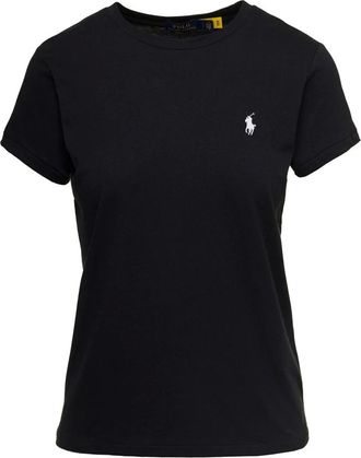 Polo Ralph Lauren Femme, Tops, Noir, Taille: 42 FR T-shirt en coton &agrave; col rond