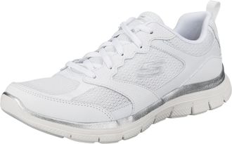 Skechers Damen Flex Appeal 4.0 Active Flow Sneaker, White Leather Mesh Trim, 37.5 EU