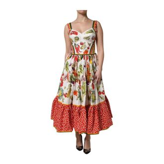 Dolce & Gabbana Bedrucktes R&uuml;schen Midi Kleid - - Dresses - Damen - Mehrfarbig - XS