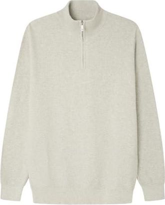 Springfield Gg12 Fancy Knit Structure Pullover Half Zipper Pull avec Fermeture &eacute;clair, Gris, XL Homme