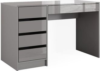 Vicco Schreibtisch Sherry, Grau Hochglanz, 55 x 120 cm mit Schubladen