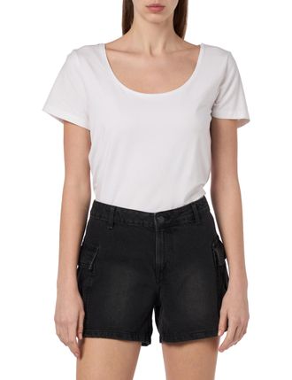 Noisy May Damen NMSMILEY Cargo NW Shorts VI445BL NOOS Jeansshorts, Black Denim, L