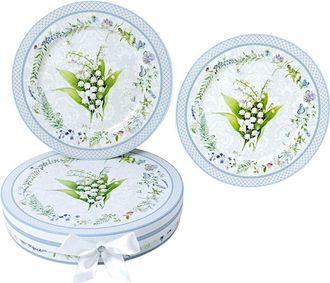 STP Goods Dessertteller aus Knochenporzellan, 2er-Set in Geschenkbox (Maigl&ouml;ckchen)