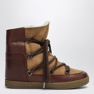 Isabel Marant Braune Stiefeletten aus Veloursleder mit Ledereins&auml;tzen