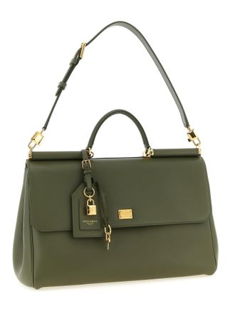 Dolce & Gabbana Plong&eacute; Calf Leather Top Handle Bag - Green