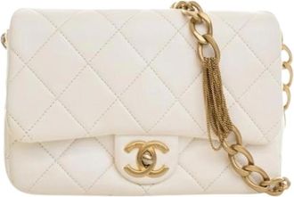 Chanel Sac bandouli&egrave;re matelass&eacute; en cuir dagneau Pre-owned - Femme - Pre-owned - Blanc - Taille: ONE Size
