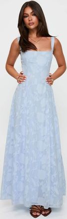 Princess Polly Maxikleid in Hellblau mit eckigem Ausschnitt und Ausbrenner-Design mit Blumenmotiv