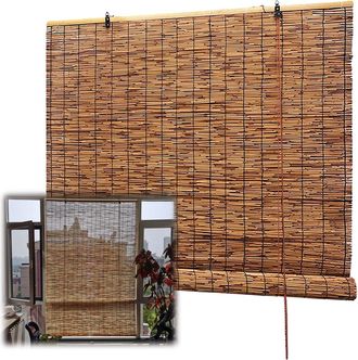 Generic Retro Bambusrollos Breite 30 50 64 80 100 130 150 160 cm Bambus Rollo Sichtschutz Jalousie Bambus Raffrollo,Sonnenschutz Schilf Vorhang f&uuml;r Fenster,Br