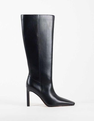 Asos Cassia Stiefel mit spitzer Zehenpartie, Absatz und eng anliegendem Schaft in Schwarz
