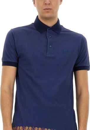 Etro Printed Cotton Polo Shirt - Blue