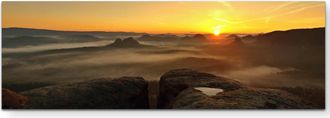 Paul Sinus Art Leinwandbilder | Bilder Leinwand 120x40cm Sonnenaufgang in der sächsischen Schweiz
