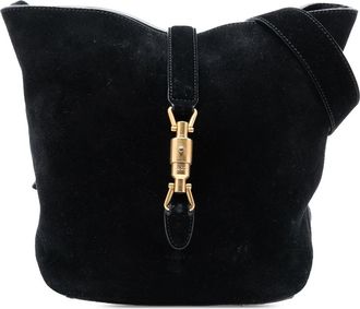 Gucci Hobo Bags - Suede Soft Jackie Bucket Bag - Gr. unisize - in Schwarz - f&uuml;r Damen