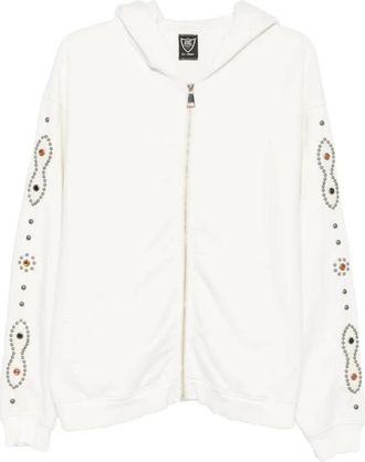 HTC Htc, Homme, Sweatshirts et sweats &agrave; capuche, Blanc, Taille: XL Sweat &agrave; capuche zipp&eacute; orn&eacute; de clous