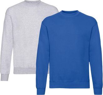 Fruit Of The Loom Herren 62-202-0 Set-IN Sweatshirts 1er/2er - 1Grau/1Royal + 1 HLKauf-Notizblock - Größe: 3XL
