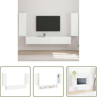 vidaXL Wohnzimmer-Regal - TV-Wandregal-Set 4 pcs Hochglanz Wei&szlig; Holzwerkstoff