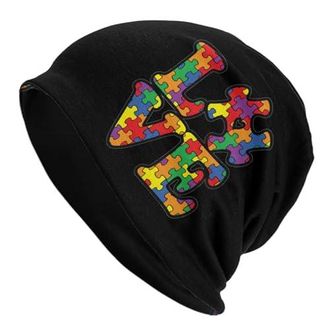 Generic Femme Homme Hiver Chapeaux &Eacute;charpe De Sensibilisation &Agrave; lAutisme Bonnet &Agrave; Revers Classique Bonnets Tricot&eacute; Mode Bonnet dhiver pour Quotidien Course Hi