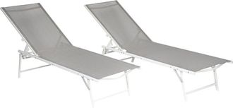 Happy Garden Happy Garden - 2er Set Klappsonnenliegen sicilia aus grauem Textilene - weißes Gestell