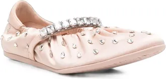Jimmy Choo London Crystal-Embellished Satin Flat - Pink