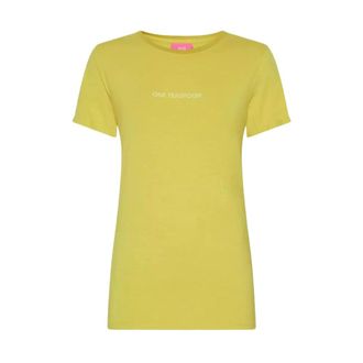 One Teaspoon Femme, Tops, Jaune, Taille: 38 FR T-shirt Jaune avec Logo Col Rond