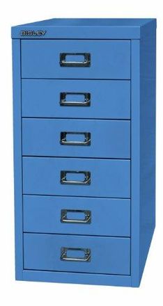 Bisley MultiDrawer, 29er Serie, DIN A4, 6 Schubladen, Metall, 605 Blau, 38 x 27.9 x 59 cm