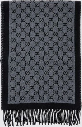 Gucci Schal von aus Merinowolle mit GG-Monogramm und Fransensaum