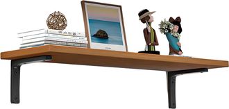 Generic Langes Regal für Wand große schwimmende Holzregale Bauernhaus rustikal für Badezimmer Küchen Schlafzimmer Wohnzimmer Dekor Dekor Walnut 30 * 80cm