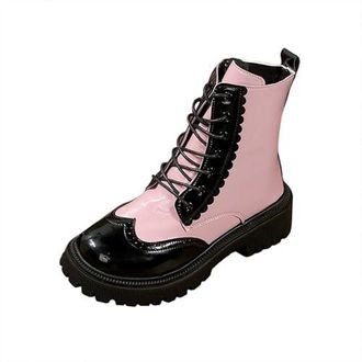 Generic Bottes &agrave; lacets pour femme - &Eacute;l&eacute;gantes et d&eacute;contract&eacute;es - Talon &eacute;pais - Antid&eacute;rapantes - Fermeture &eacute;clair lat&eacute;rale - Confortables - Pour lautomne et l