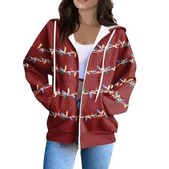 Generic Sweat à capuche de Noël léger pour femme - Sweat imprimé surdimensionné pour femme - Sweatshirt ample et décontracté pour entraînement de fête - Cadea