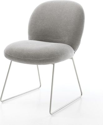 DELIFE Esszimmerstuhl Nube-Flex Strukturstoff Soft Grau Kufengestell Edelstahl Taschenfederkern, Esszimmerstühle