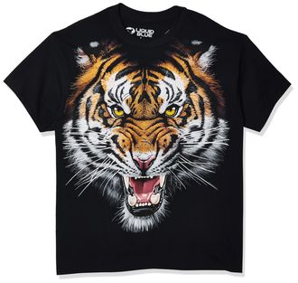 Liquid Blue Herren Tiger Face T-Shirt, Schwarz, L
