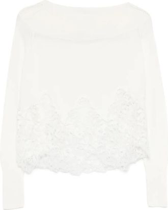 Ermanno Scervino lace-detail sweater - Wei&szlig;