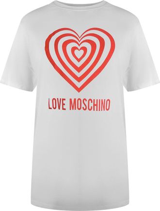 Moschino Love Moschino Wei&szlig;es T-shirt Mit Gro&szlig;em Rotem Herzlogo