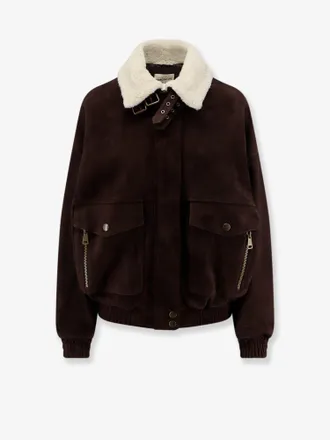 Semicouture Suede jacket with fur collar - SEMICOUTURE - gender_Woman