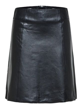 Selected Damen Slfnew Ibi Mw Leather Skirt B Noos Lederrock, Schwarz, 38 EU