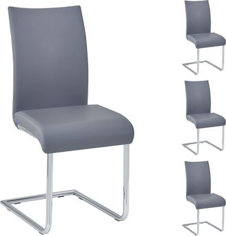 IDIMEX Esszimmerstuhl Schwingstuhl ALADINO, Set mit 4 Stühlen Chrom/grau