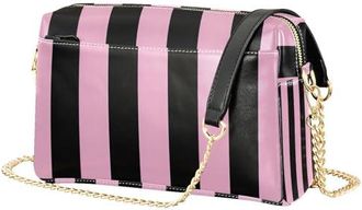 Mnsruu Sacs à bandoulière pour femme, sac à main en cuir noir à rayures verticales