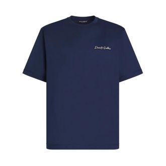 Dolce & Gabbana Jersey-Baumwoll-T-Shirt mit Logo - - Tops - Herren - Blau - XS