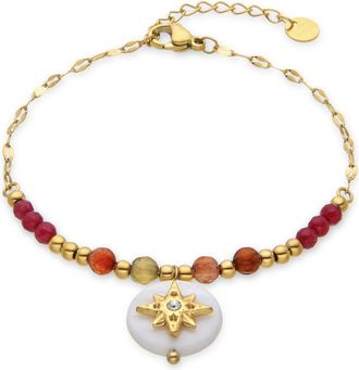 Luxenter Zador Armband aus wei&szlig;em Perlmutt, 18 Karat Gelbgold, Einheitsgr&ouml;&szlig;e, Messing, Perlmutt