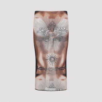 Jean Paul Gaultier Safe Sex Tattoo Midi Skirt