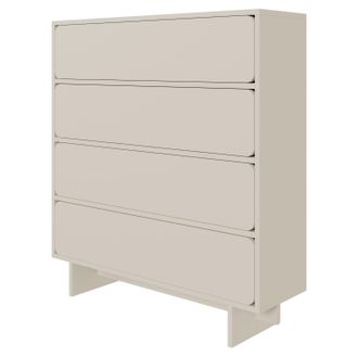 Selsey Kommode Aufbewahrungsschrank 4 Schubladen 101 cm Schrank Schubladenschrank Push to Open Graubeige Wuwu