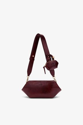 Ganni Gl&auml;nzende East/West-Bou-Tasche in Rot burgunderrot