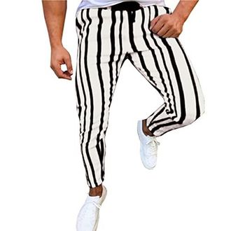 Generic Pantalon ray&eacute; noir et blanc pour homme, pantalon de costume, pantalon de jogging, coupe ajust&eacute;e, confortable, streetwear, randonn&eacute;e, affaires et loisi