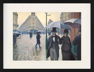 1art1 Gustave Caillebotte Poster Straße In Paris An Einem Regnerischen Tag, 1877 Gerahmtes Bild Mit Edlem Passepartout | Wand-Bilder | Im Bilderrahmen 80x60