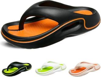 Minetom Tongs Homme Sandales De Sports Orthopédiques De Soutien Flip Flops Été Chaussures De Plage Et Piscine Shower Chaussons A Noir Orange 43/44 EU
