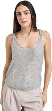 Patrizia Pepe Femme, Tops, Gris, Taille: 34 FR Lurex Knit Top