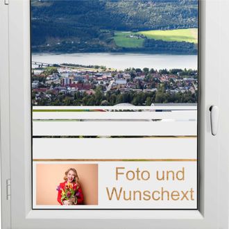 Indigos UG Fensterfolie Blickdicht K&uuml;che mit eigenen Text - personalisiert mit Wunschtext & Foto - Milchglasfolie selbstklebend - Sichtschutzfolie Fenster im Bad