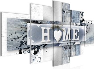 Runa Art Bild Wohnzimmer Home Herz 5 Teilig Vintage Blau Grau Wandbilder auf Vlies Leinwand 504553c