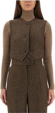 Max Mara Femme, Vestes, Brun, Taille: 40 FR Wool Vest