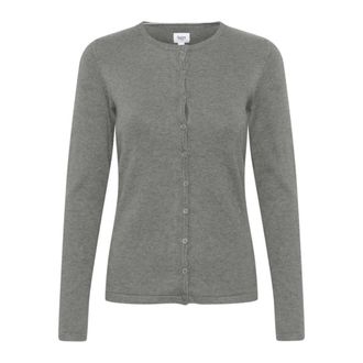Saint Tropez Grauer Melange Rundhals-Strickjacke - - Knitwear - Damen - Grau - XS